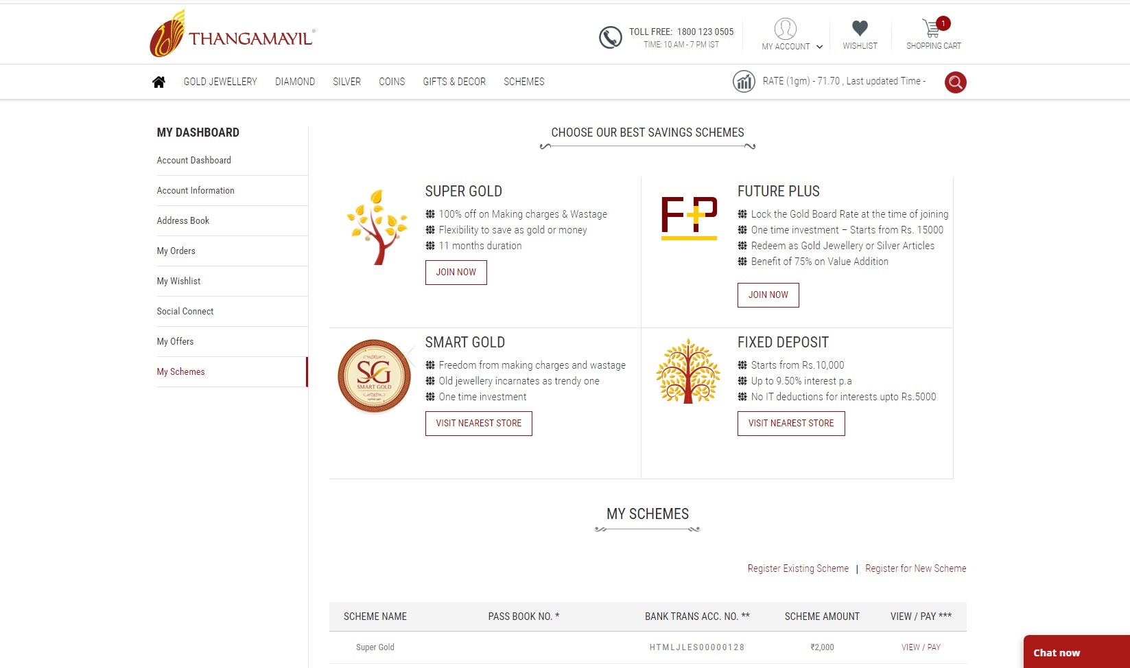 Thangmayil Online Jewellery Shopping Saving schemes Payment Method